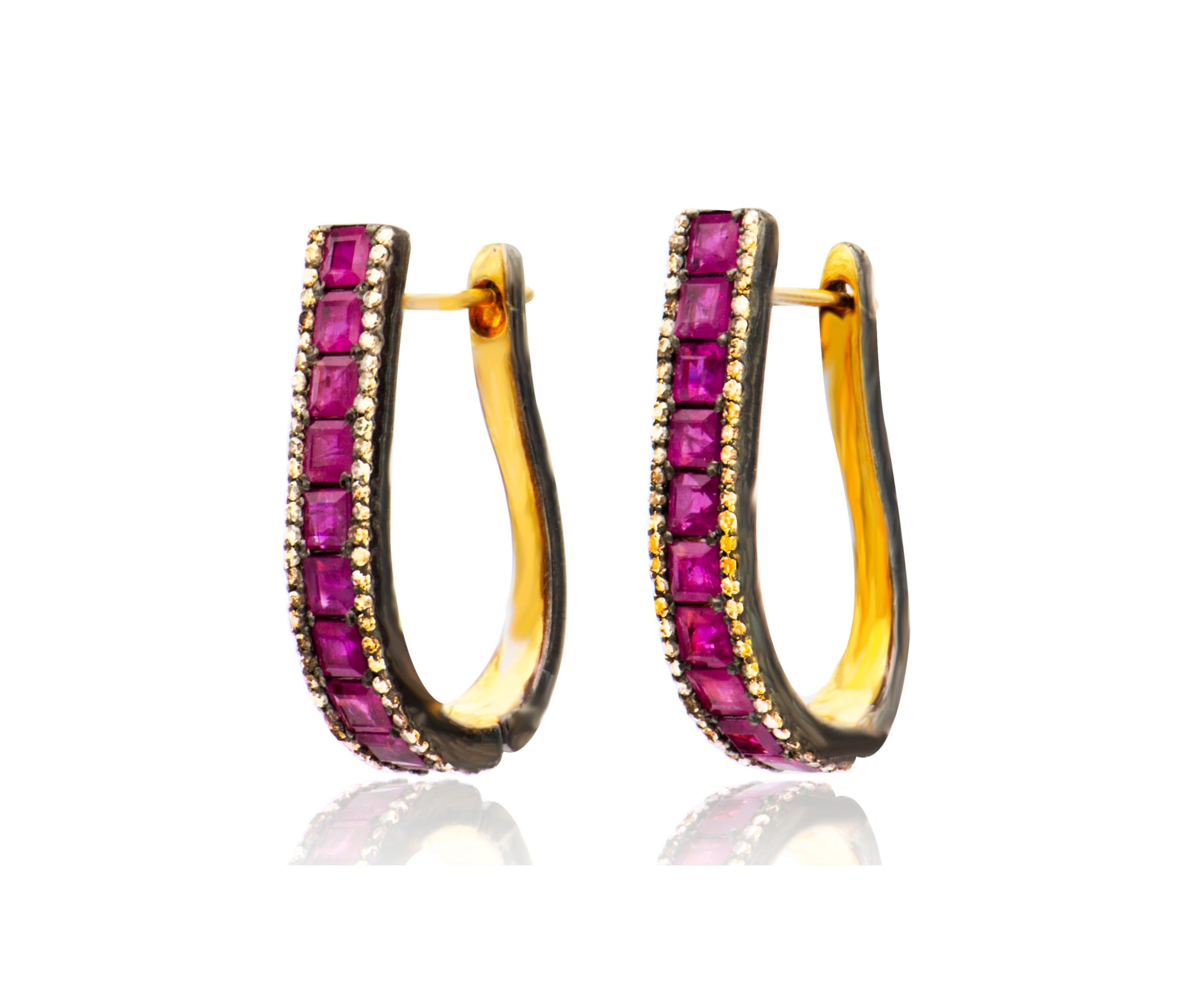 Ruby Diamond Hoop Earrings – Baku Jewellery